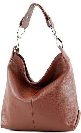 modamoda.de T168 Sac à bandoulière, sac porté épaule, en cuir, fabriqué en Italie, marron, M