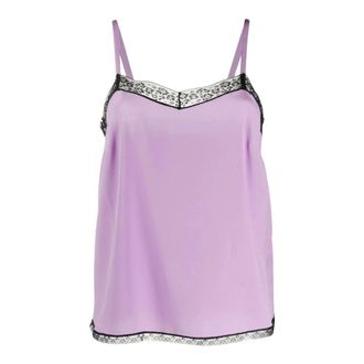 Zadig&Voltaire Top en soie orn&eacute; de dentelle - Femme - Tops - Violet - Taille: 38 FR