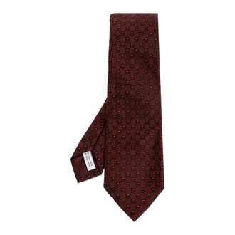 Ferragamo Homme, Accessoires, Rouge, Taille: ONE Size Cravate en soie jacquard Gancini