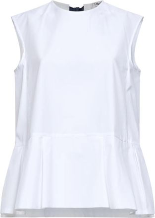 Max Mara Femme, Tops, Blanc, Taille: 44 FR Brava Peplum Cotton Poplin Top