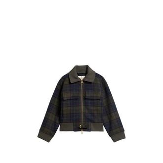Barbour Veste droite col camionneur &agrave; carreaux en laine m&eacute;lang&eacute;e