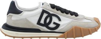 Dolce & Gabbana Low-Top Sneaker - White Sneakers With Beige Panels And Black Accents - Gr. 40,5 (EU) - in Wei&szlig; - f&uuml;r Damen