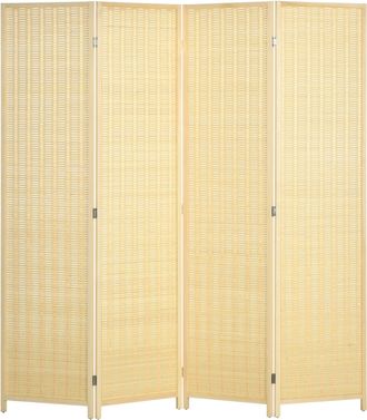 HOMCOM Paravent 4-teilig 180 x 180 cm Raumteiler Trennwand aus Bambus, Faltbar Sichtschutz Stellwand Raumtrenner f&uuml;r Wohnzimmer Natur