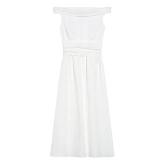Max Mara Cremefarbenes Kleid mit drapierter Off-Shoulder-Ausschnitt - - Dresses - Damen - Beige - M