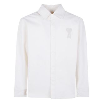 Ami Homme, Chemises, Blanc, Taille: S Chemise Oversize avec Ami de Coeur Tricot&eacute;