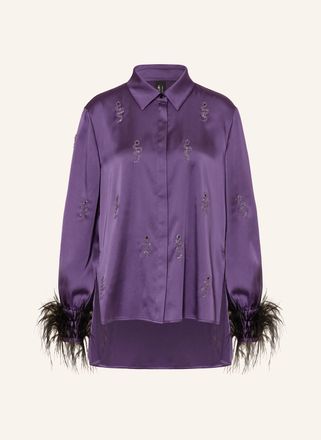 Marc Cain Hemdbluse Aus Satin Mit Schmucksteinen lila