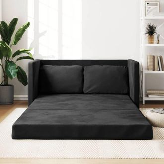 vidaXL Vidaxl - Canap&eacute;-lit 2 en 1 noir 122x204x55 cm velours