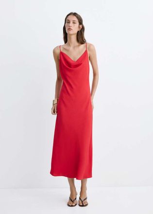 Mango Gerafftes Kleid mit Knittereffekt rot - Damen - XS - MANGO