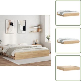 vidaXL The Living Store - Bettgestell mit Schubladen Sonoma-Eiche 200x200cm Holzwerkstoff - Bettesrahmen - Doppelbett - Holzbettw&auml;sche - Eiche M&ouml;bel