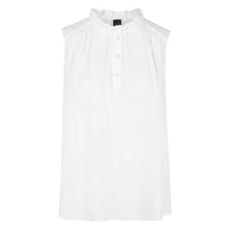 Marc Cain Top mit R&uuml;schen & floraler Stickerei - - Tops - Damen - Wei&szlig; - S