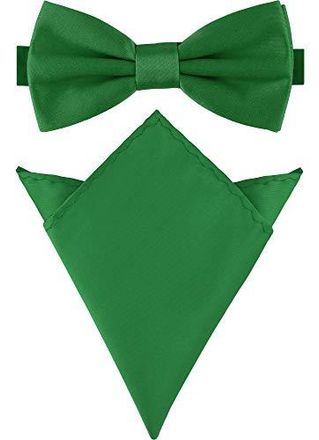 Ladeheid Ensemble Noeud Papillon & Pochette Costume Homme M/P (12cm x 6cm, 22cm x 22cm, Vert foncé)