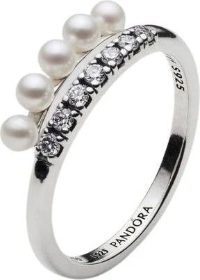Pandora Femme, Accessoires, Blanc, Taille: 52 MM Bague Entrelac&eacute;e Perles dEau Douce Trait&eacute;es et Pav&eacute;