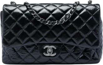Chanel Sac bandouli&egrave;re matelass&eacute; en cuir verni Pre-owned - Femme - Pre-owned - Noir - Taille: ONE Size