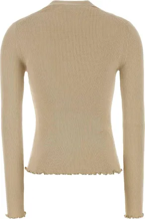 Alaia Womens Sand Knit Top Ecru Exterior: Silk Nylon Elastane Maglie Sweater