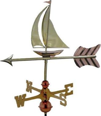Good Directions 8803PR Wetterfahne f&uuml;r Segelboot, poliertes Kupfer, mit Dachhalterung, reines Kupfer