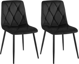 Clp Lot de 2 chaises de salle &agrave; manger Clairton Noir Velours