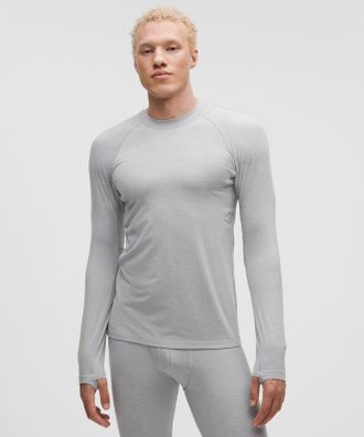 lululemon Rundhals-Baselayer aus einem Merinowollgemisch f&uuml;r M&auml;nner - Gr&ouml;&szlig;e XL in Silver Drop