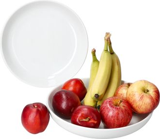 MamboCat 2er Set STABIL Bowl Ø 25 cm | 1L I weiße Flache Porzellan-Servierschalen | Schüssel für Pasta, Salat, Reisgerichte & mehr | Schale für Frühstück, Mitt