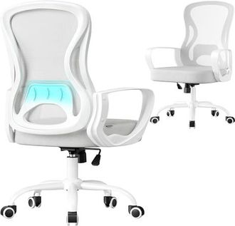 Songmics Bürostuhl ergonomisch, Drehstuhl mit Netzgewebe, Schreibtischstuhl mit Lendenstütze, Wippfunktion, Armlehnen, für Arbeitszimmer, Schlafzimmer, Taubeng