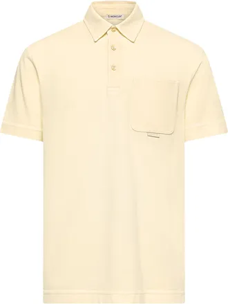 Moncler Moncler Leather Logo Cotton Piquet Polo Shirt, Men, Yellow, Size: 3xl
