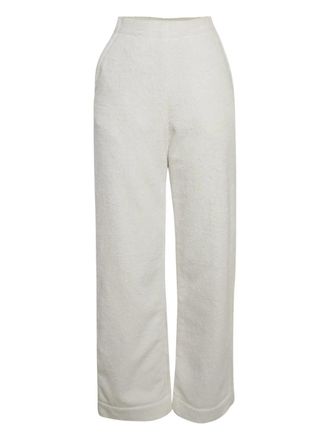 Alaia pantalon en tissu éponge - Blanc