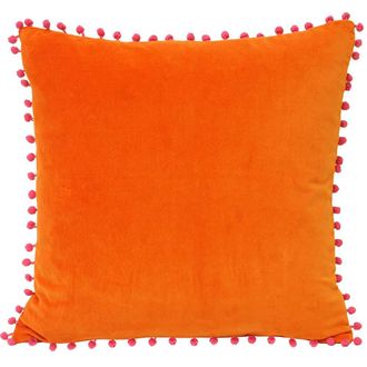 Riva Paoletti Riva Home Velvet Pompom Polsterbezug. (45x45cm) (Orange/Fuchsia)