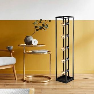 Opviq Stylish Black Floor Lamp, Metal Body, 21 x 21 x 102 cm | 250 cm Cable, On/Off Switch, 5 x E27 Max 40W | Ideal for Modern Living Rooms & Bedrooms