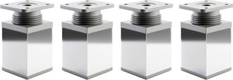 ATM Anthony Thomas Melillo 4er-Set verstellbare Möbelfüße | Chrom, Asche, Höhe 60mm | Höhenverstellbar | für Kleiderschrank, Kommode, Sofa, Bett | Quadratische Möbelfüsse | Meta