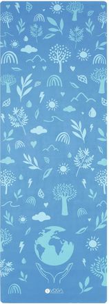 Yoga Design Lab Combo Yogamatte | rutschfest, Matte/Handtuch, Guter Halt bei viel Schwei&szlig;, Naturkautschuk | mit Tragegurt (Earth Bali Blue, 3.5mm)