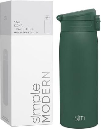 Simple Modern Thermobecher Kaffeebecher to go mit Schnappdeckel | Isolierbecher Edelstahl | Geschenke für Frauen und Männer | Kona | 470ml | Forest
