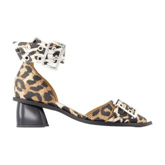 Ganni Womens Leopard-Print Synthetic Heel Multicolor