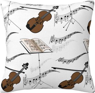 Generic Braune Geigen Musikinstrumente Musiknoten Werfen Sie Kissenbez&uuml;ge Luxus Kissen Fall Individualit&auml;t Kissenbezug F&uuml;r Balkon Couch Zimmer Wohnzimmer 45X4