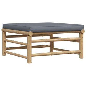 vidaXL Vidaxl - Repose-pied de jardin avec coussin gris fonc&eacute; Bambou