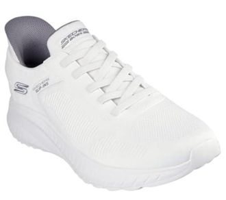 Skechers Mens Wide Fit Hands-Free Slip-ins Bobs Squad Chaos Solid Step Sneaker, Blanc, 9.5 UK Wide
