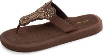 Isotoner Tongs femme très confortables, dessus sophistiqué, 37 EU, marron