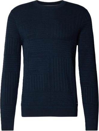 Joop Homme, Pulls, Bleu, Taille: XL Pull en coton avec tricot graphique