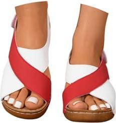 Generic Sandales compens&eacute;es pour femme, bout ouvert &agrave; talon compens&eacute;, sandales plates &agrave; semelle &eacute;paisse, chaussures de plage d&eacute;contract&eacute;es &agrave; semelle souple, p