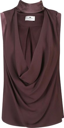 Elisabetta Franchi Femme, Blouses et Chemises, Brun, Taille: 36 FR Cowl Neck Blouse