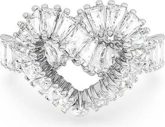 Swarovski Bague cocktail Matrix, coeur, cristaux blancs, plaqué rhodium