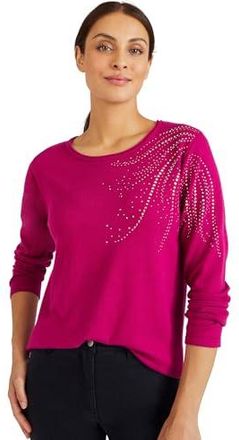 Damart Pull À Rivets Fantaisie, Femme, Col Rond, Fuchsia, 34/36