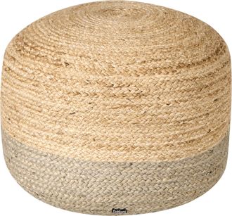 Beliani Pouf Jute beige/natürlich/Taupe 50x50x40 cm Sitzhocker im Boho Stil Duki