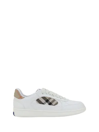 Burberry Mens Leather Sneakers White-Sand Trainers White/sand