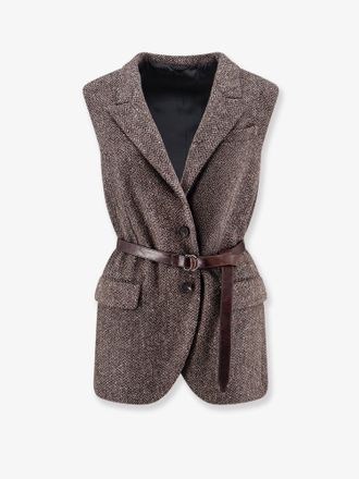 Brunello Cucinelli Sleeveless blazer with belt - BRUNELLO CUCINELLI - gender_Woman