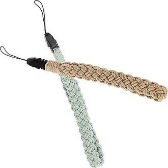 DOITOOL Cordon De T&eacute;l&eacute;phone En Coton 2 Pi&egrave;ces, Dragonne De Poignet L&eacute;g&egrave;re Et Solide, Style Champ&ecirc;tre, Taille Standard, Unisexe, Couleur Vert Clair Et Kaki Pou