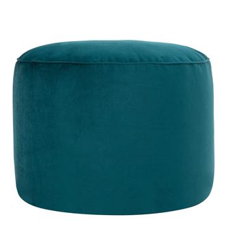 Icon Brand Milano Hocker, Blaugr&uuml;n, Flauschiger Samt Stoff, Samt Sitzsack, Sitzpuff Hocker mit F&uuml;llung, Fu&szlig;hocker f&uuml;r das Wohnzimmer, Deko Wohnzimmer
