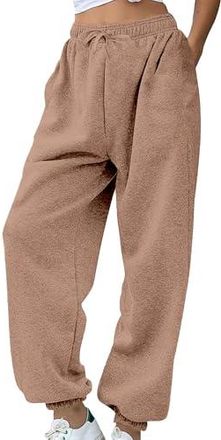 Generico Pantalon de surv&ecirc;tement large pour femme avec cordon de serrage taille haute pour femme, pantalon de surv&ecirc;tement doux et confortable, pantalon avec po