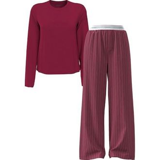 Calvin Klein Ls Pant Set Holiday Lv00Qs7578, Multi (19471 Trail Stripe+TDB), S Femme