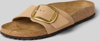 Birkenstock Slipper aus echtem Nubukleder mit Logo-Detail