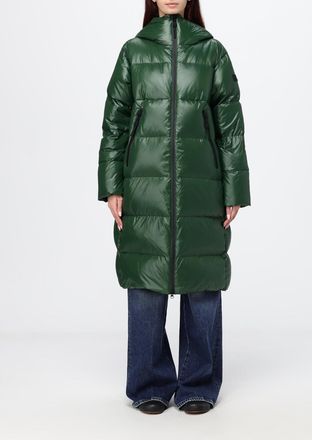 Peuterey Lange gesteppte Nylon-Daunenjacke mit Kapuze und Federf&uuml;llung