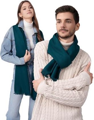 Qualicoq Echarpe Longue Hiver et Mi-saison - Made in France - Echarpe Homme et Echarpe Femme top El&eacute;gance - 16 Couleurs Unies - Confort et Douceur (P&eacute;trole)